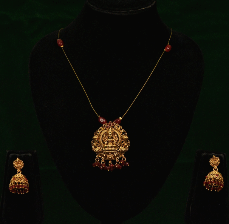 LAKSHMI RUBY PENDENT INVISIBLE CHAIN-NE0129 – Bellamaria Designs